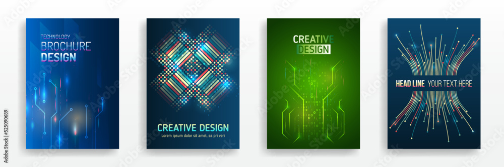 Hi-tech brochure flyer template. Technology background design, booklet ...