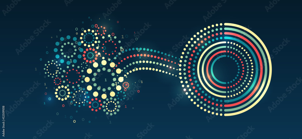 Data analytics concept. Sorting a large amount of data on a dark ...