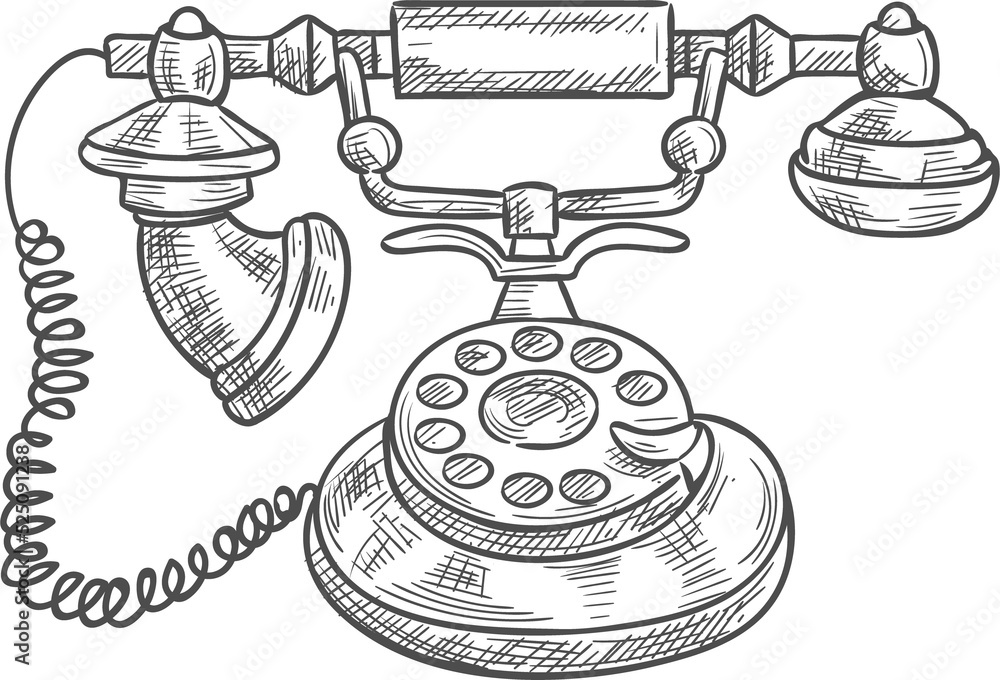 Vintage candlestick phone isolated old telephone Stock Illustration ...
