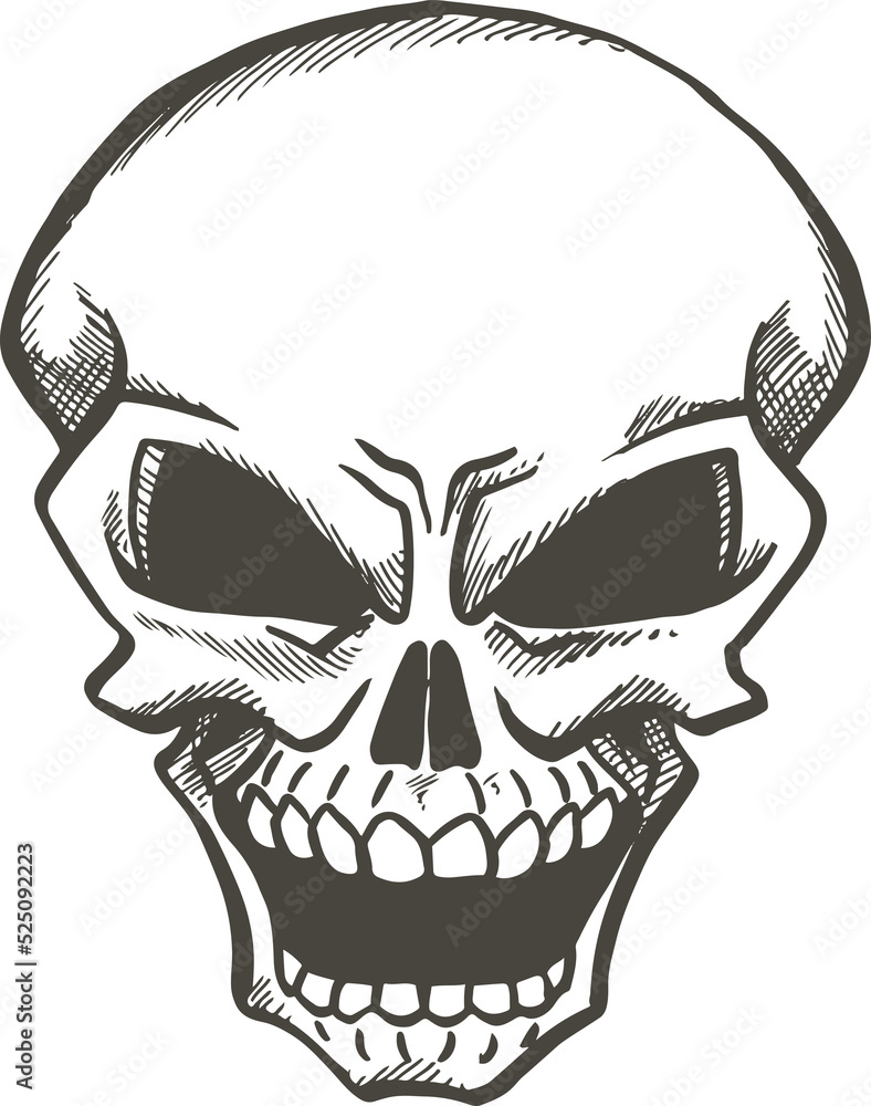 Dead human skull with winking eye isolated sketch Stock Illustration ...