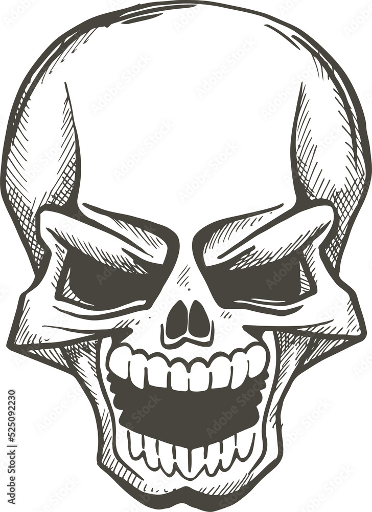Dead human skull with winking eye isolated sketch Stock Illustration ...