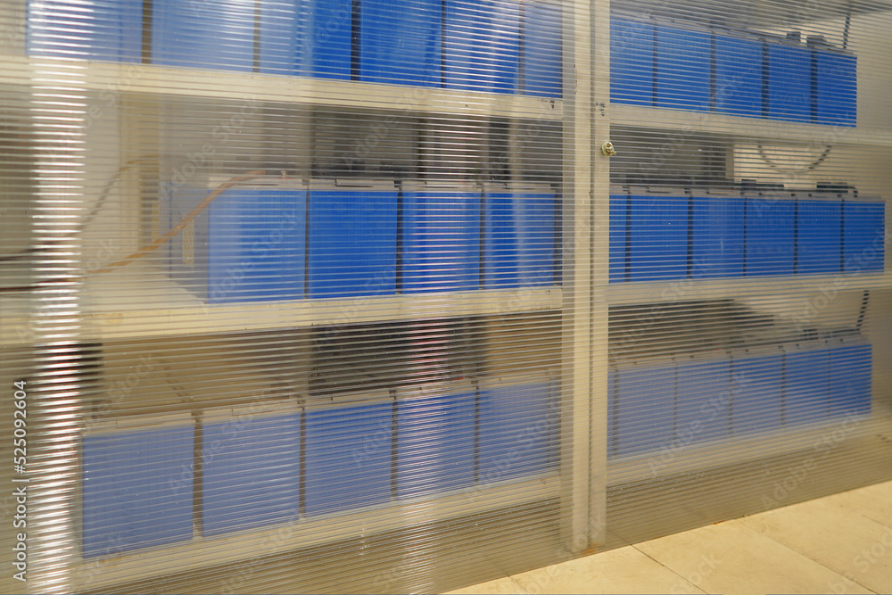 Battery room. Battery pack in battery room in power plant for supply ...