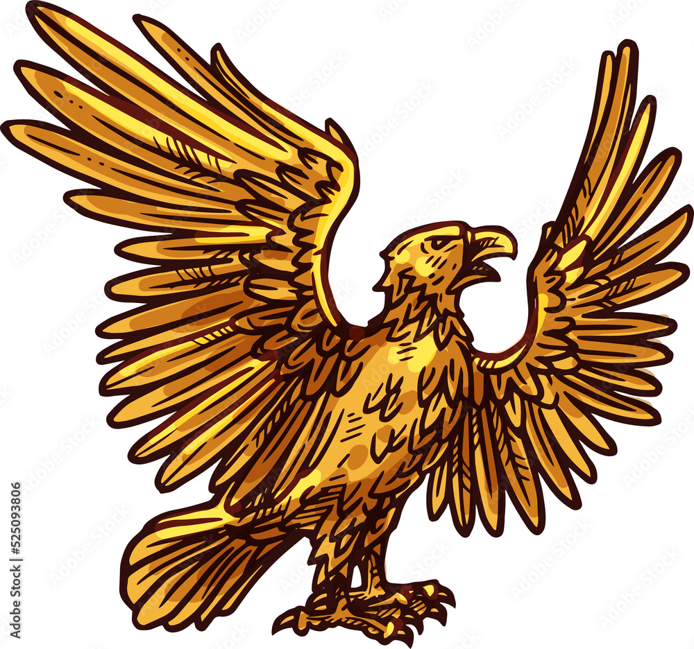 Heraldic golden eagle, flacon bird heraldry Stock Illustration | Adobe ...