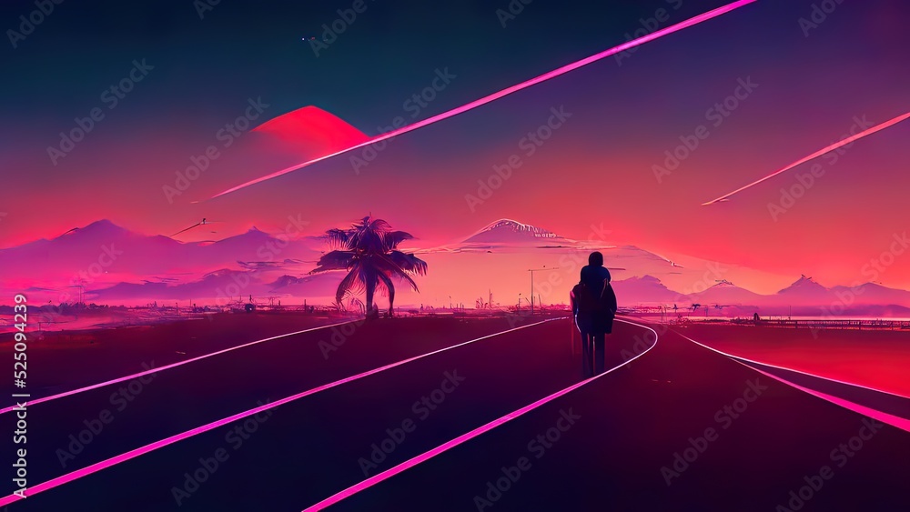 Man looking in the distance, sythnwave, vaporwave wallpaper, background ...