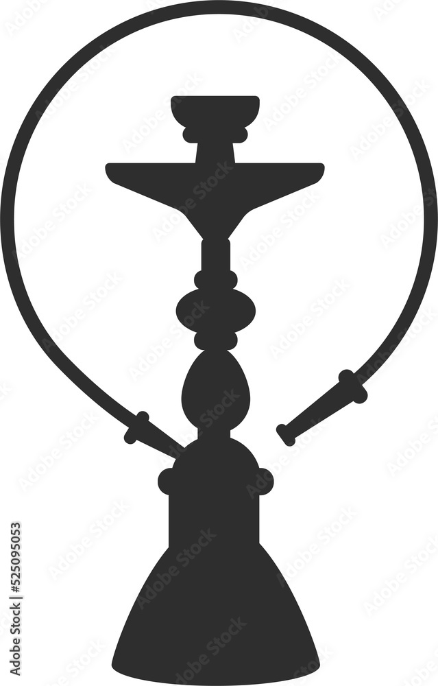 Hookah or shisha silhouette icon. Vector isolated oriental aroma ...