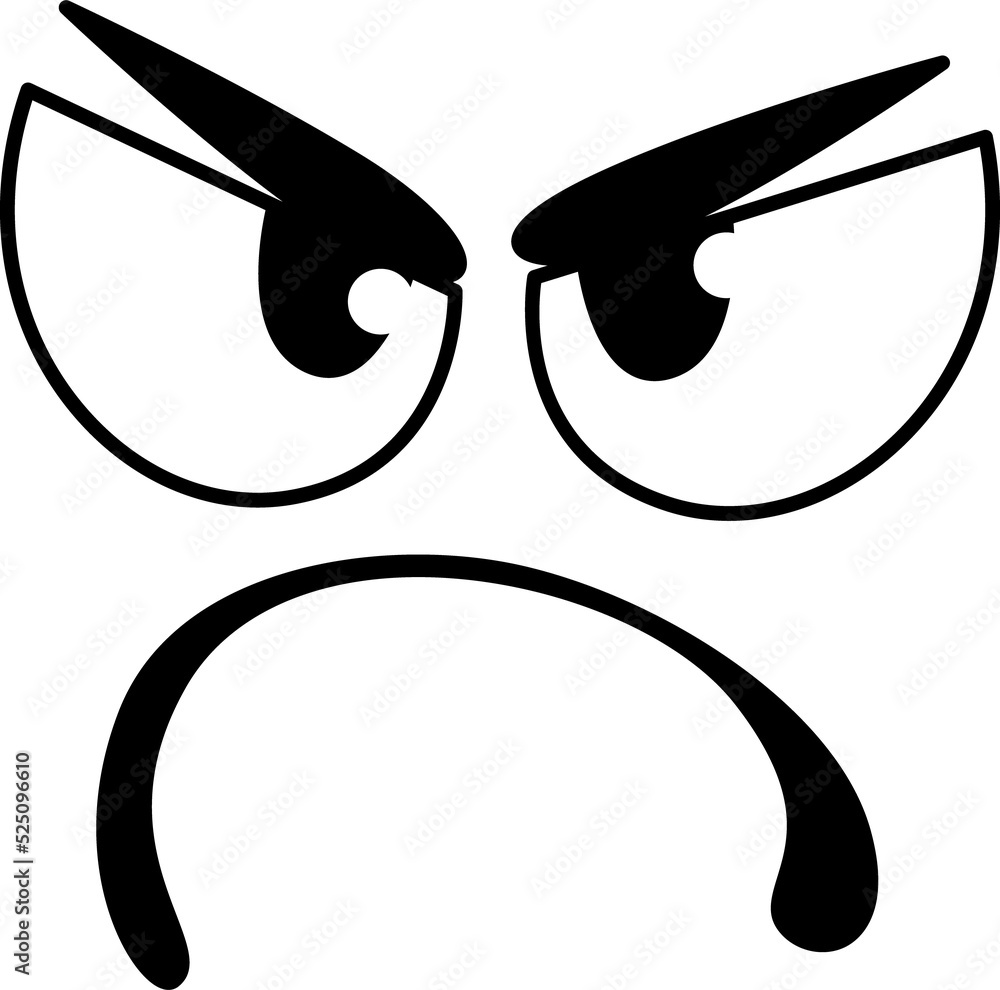 Smile emoticon, cartoon line angry face emoji Stock Illustration ...