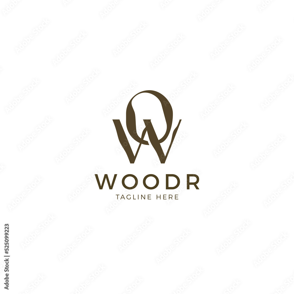 Letter WO with texture grunge logotype. Initial OW curve texture logo ...