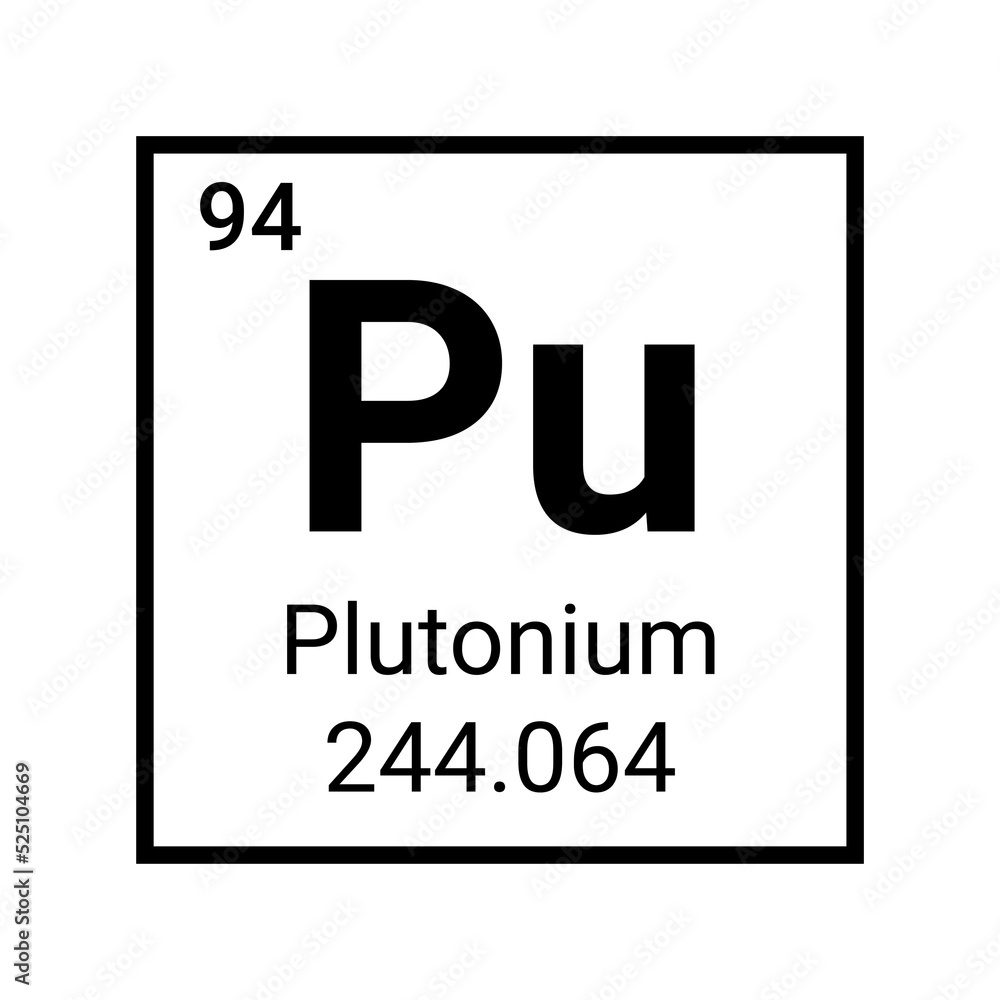 Plutonium chemical element symbol icon. Atom plutonium sign periodic ...