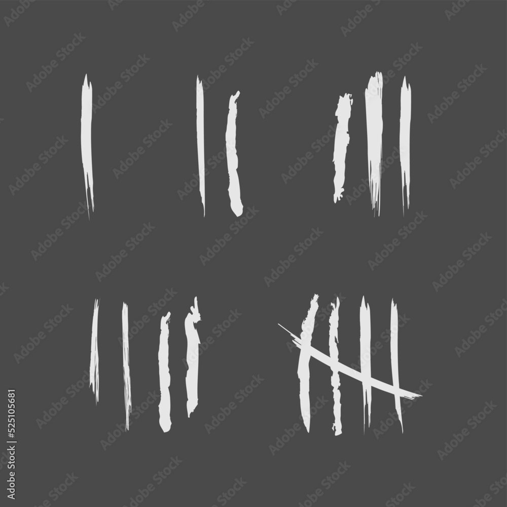 Tally marks prison jail vector wall count. Slash hash brush line number ...