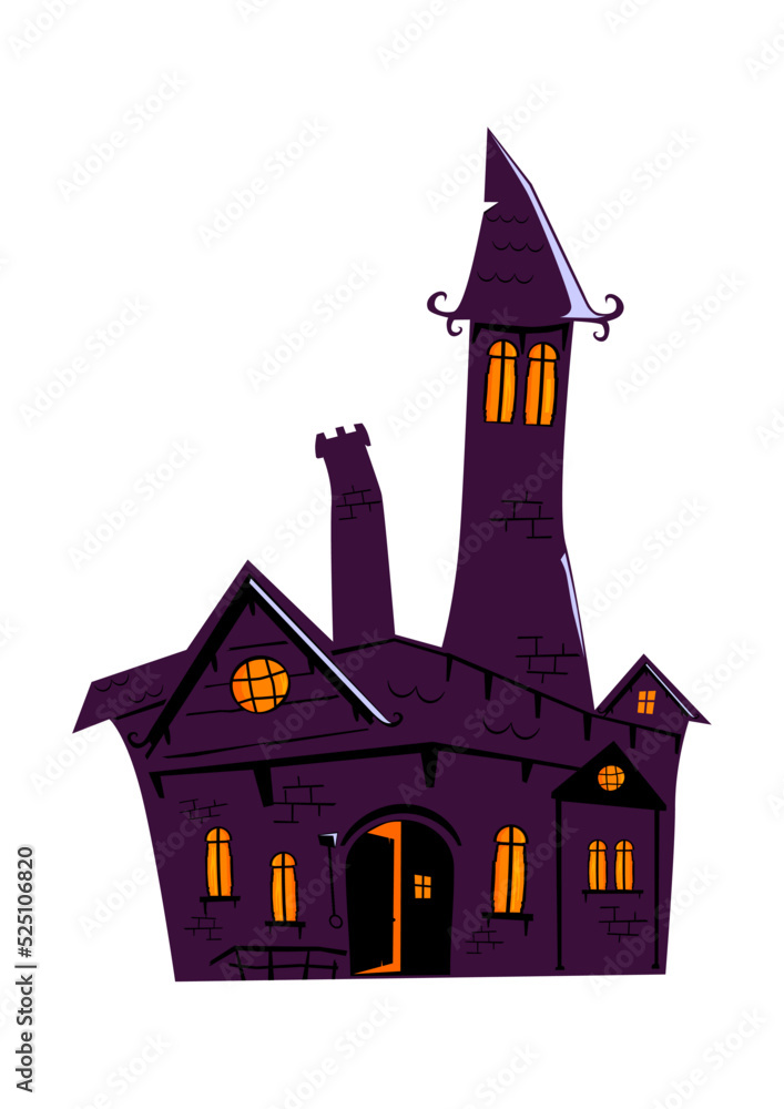 Cartoon haunted house. No gradients and other effects. Vector. Stock ...