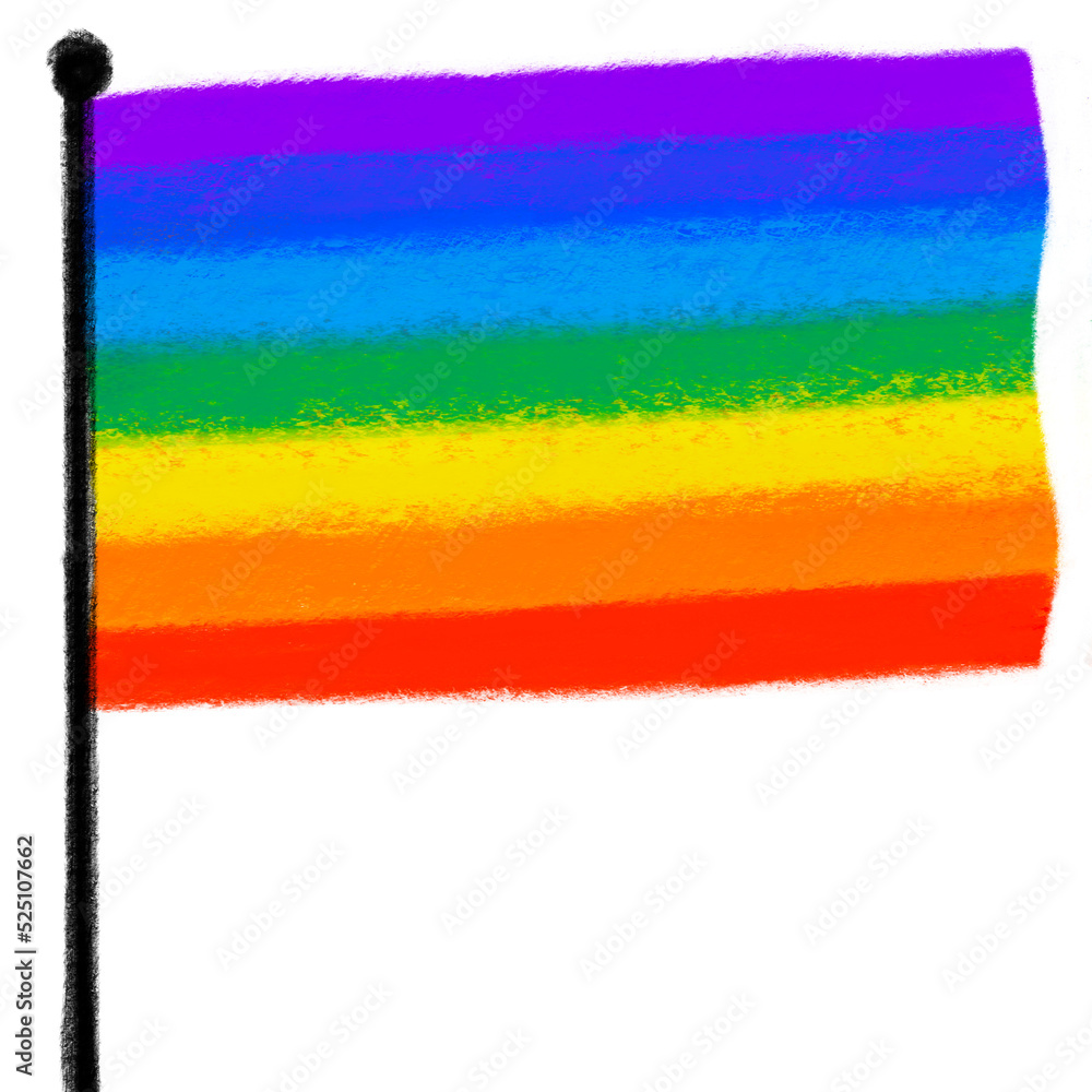Flag pride rainbow symbol LGBTQ equality rights hand drawn illustration ...