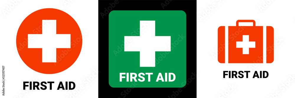 First aid icon symbol. Vector cross safety medic treatment ambulance ...