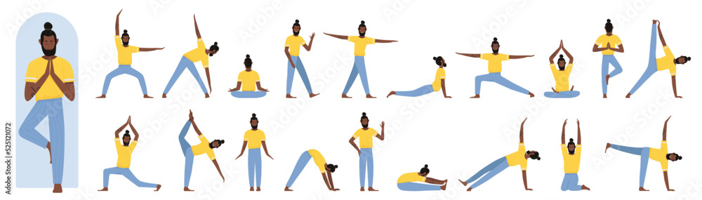 Fototapeta kuchenna African american black male yoga trainer poses in ...