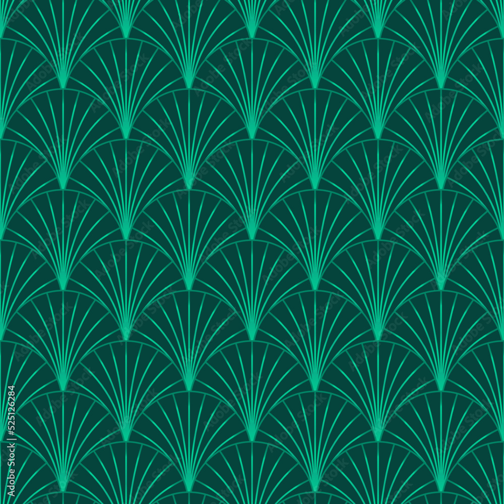 Elegant Art Deco Vintage Style Patten Design With Dark Emerald Green ...