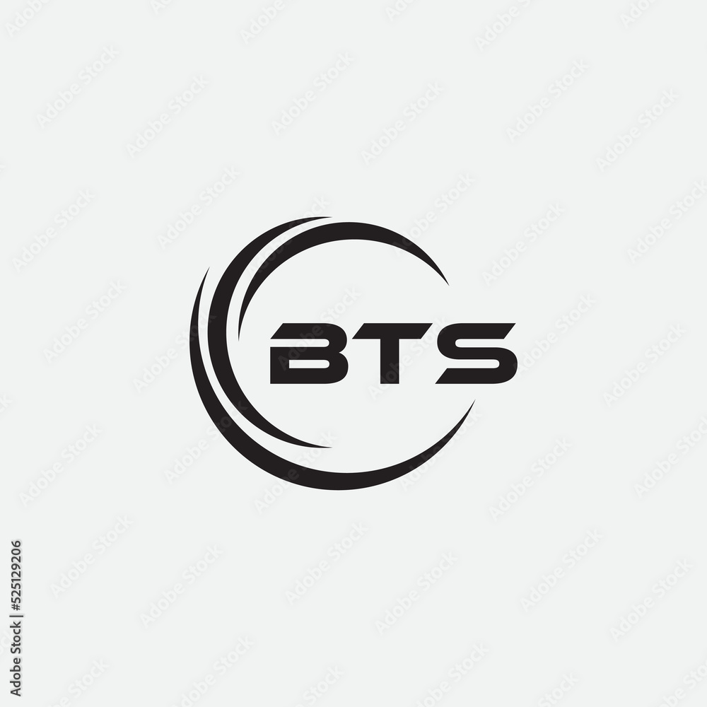 BTS letter logo design on WHITE background. BTS creative initials ...