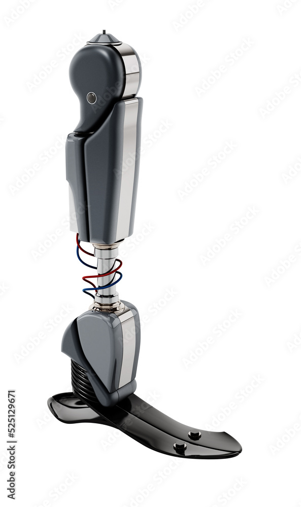 Modern prosthetic leg isolated on transparent background. 3D ...