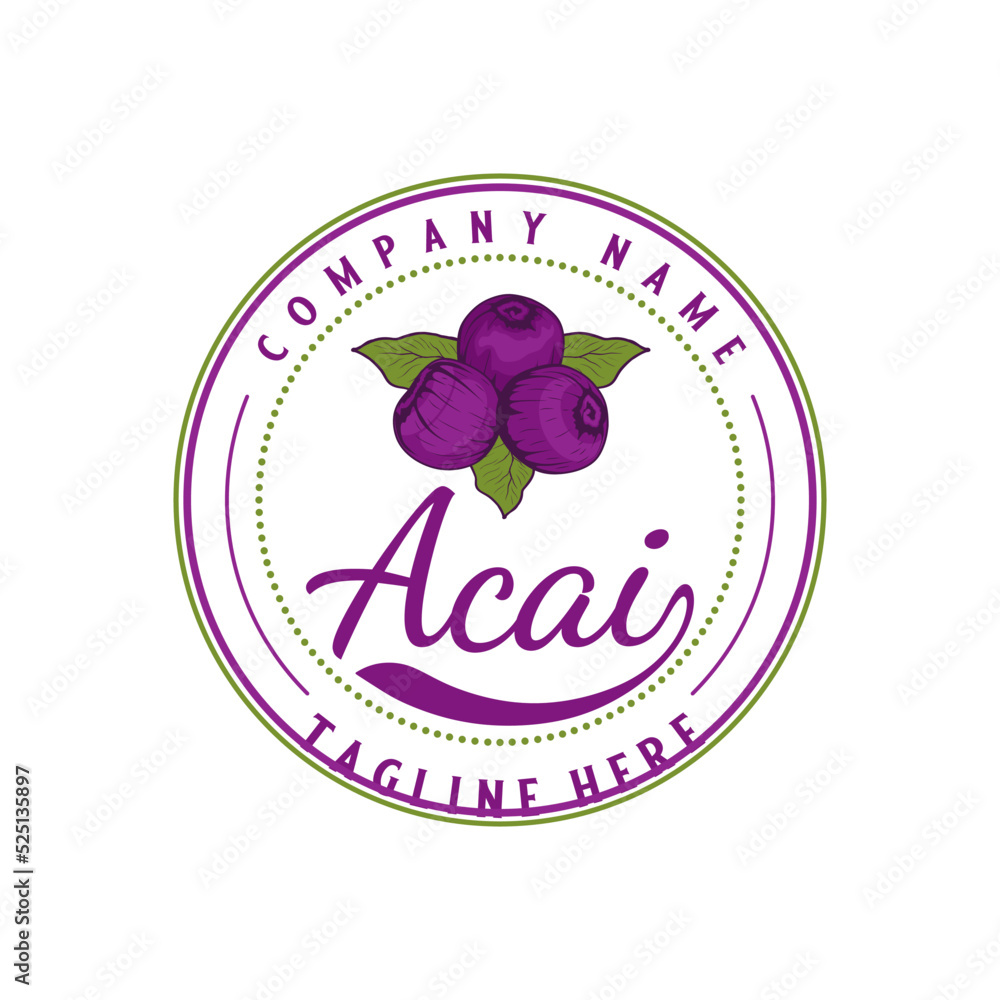 acai fruit vector logo illustration. simple acai fruit concept for mini ...