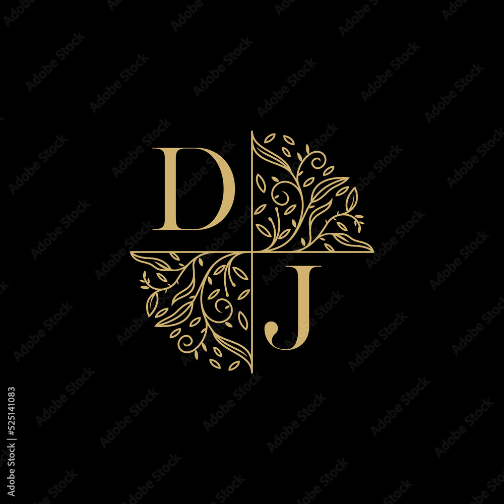 DJ circle floral wedding logo initial logo design which is good for ...