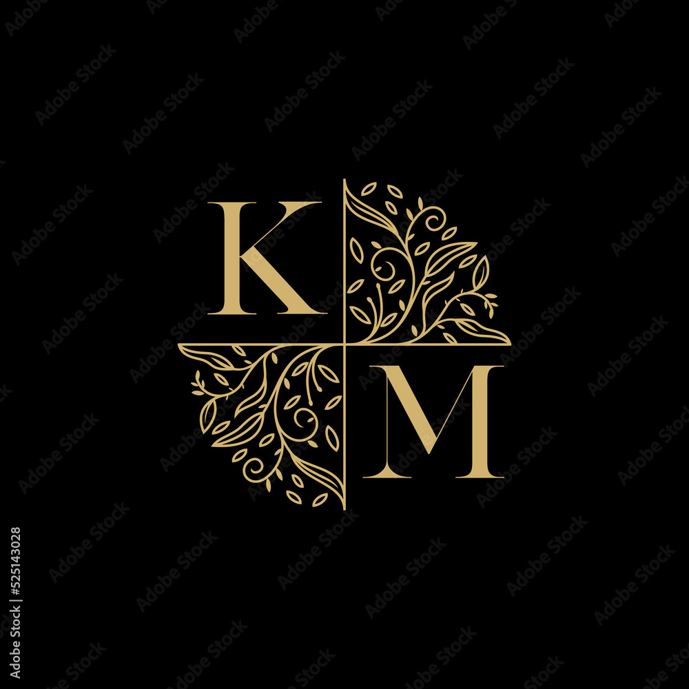KM circle floral wedding logo initial logo design which is good for ...
