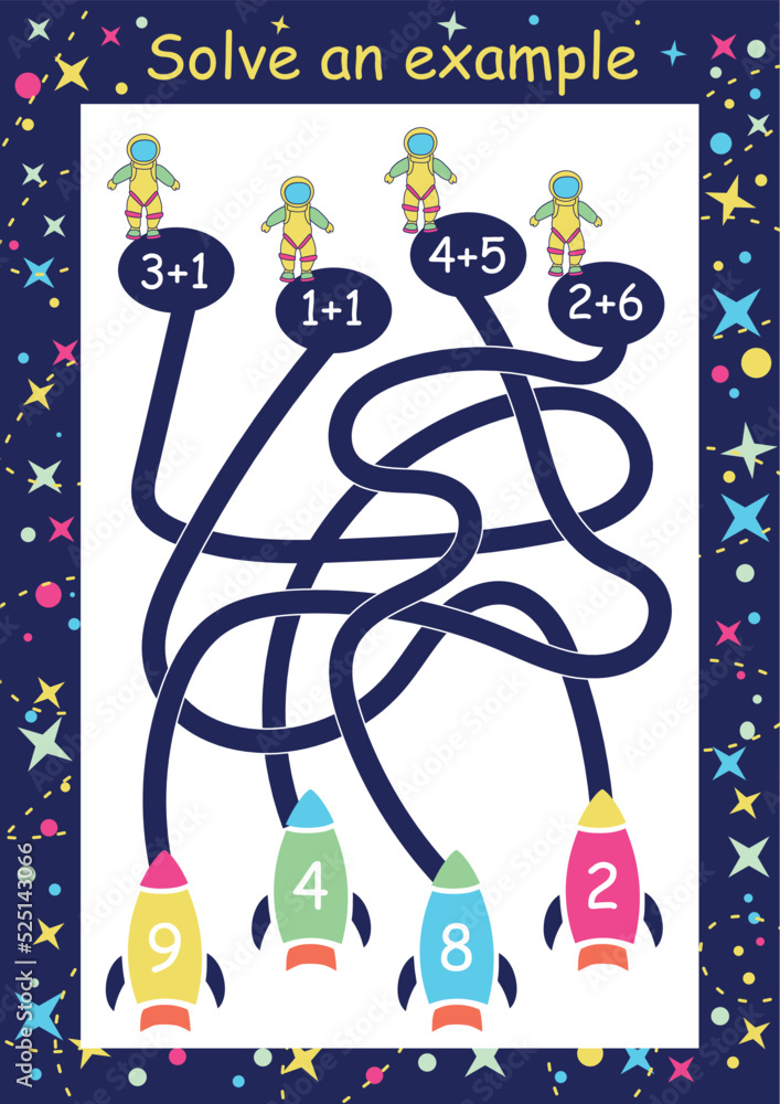 Math education for children. Logic puzzle game with maze for kids ...