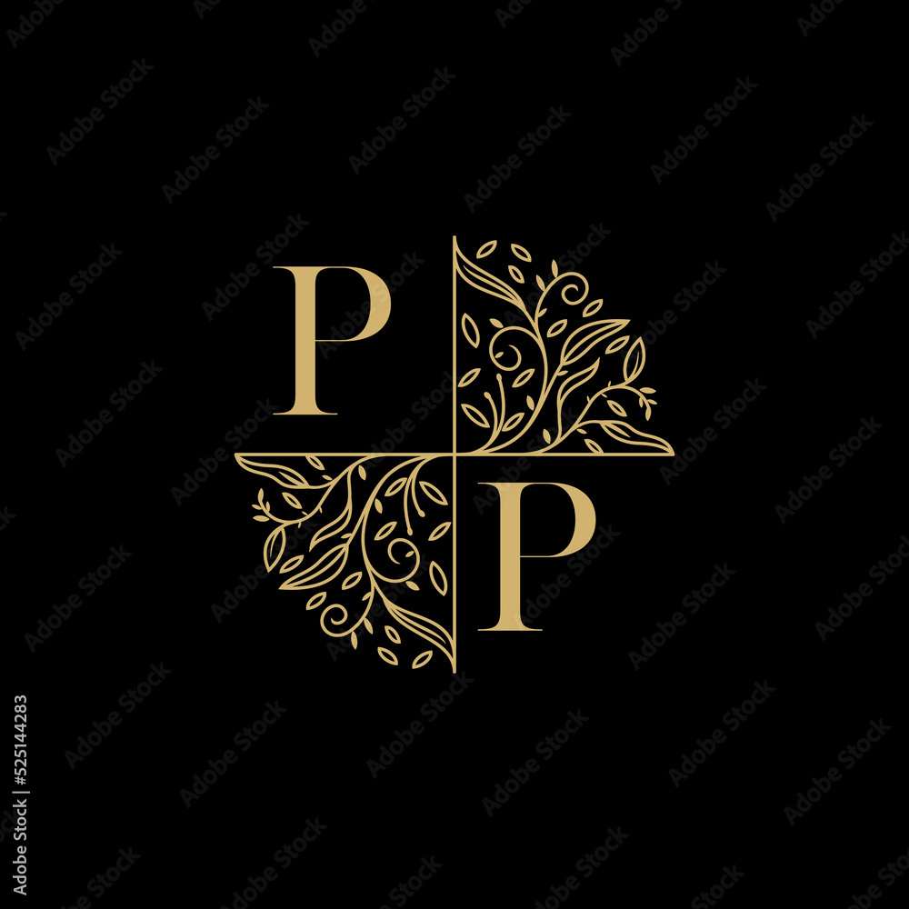 PP circle floral wedding logo initial logo design which is good for branding Stock Vector ...