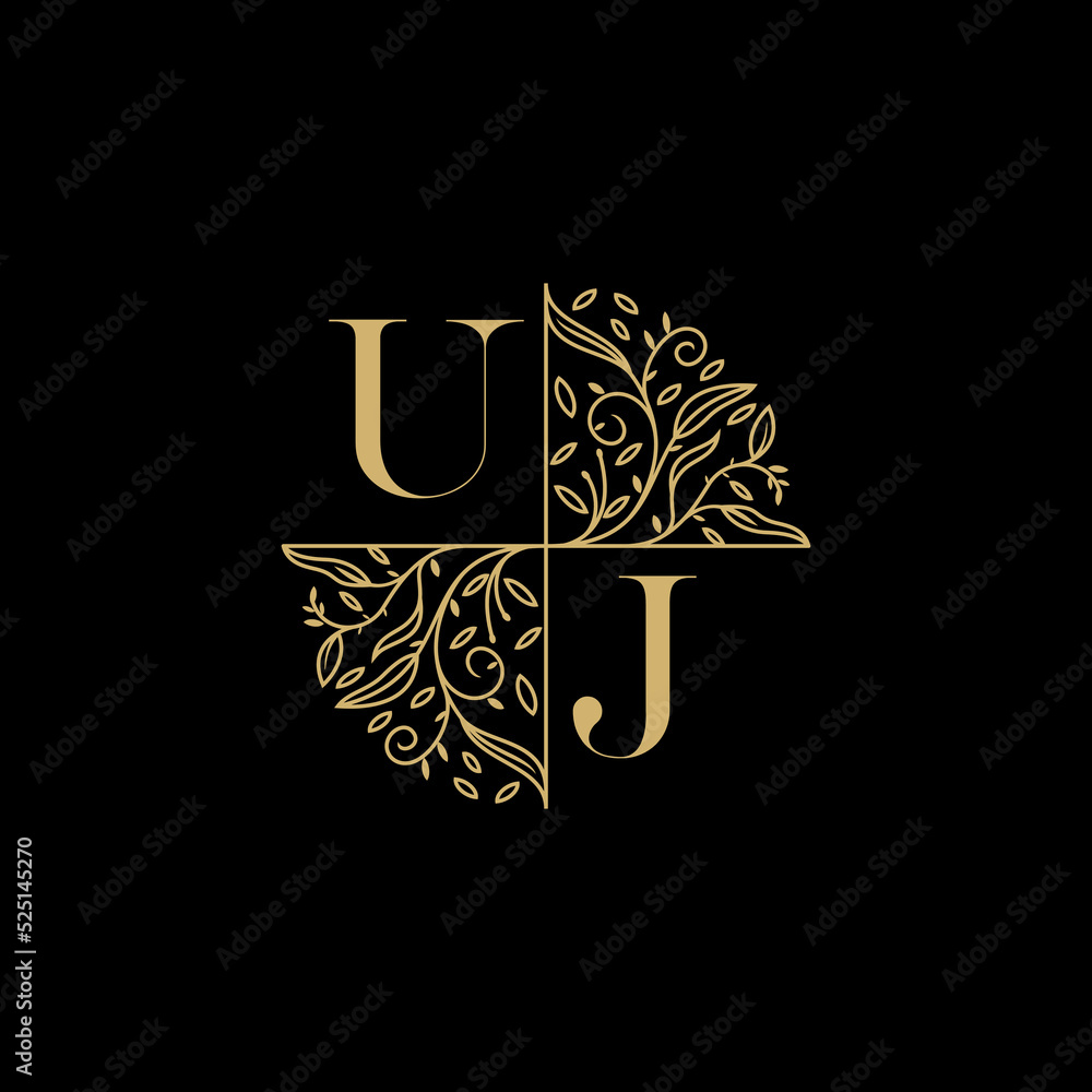 UJ circle floral wedding logo initial logo design which is good for ...