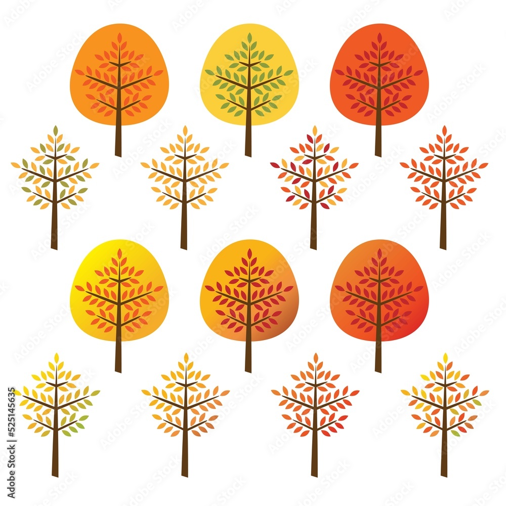 autumn trees vector clipart illustrations 素材庫插圖 | Adobe Stock