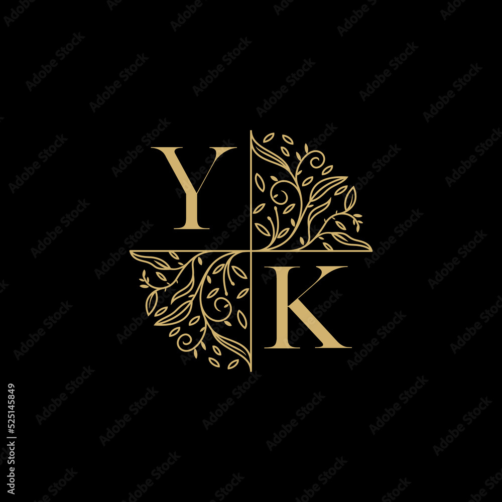 YK circle floral wedding logo initial logo design which is good for ...