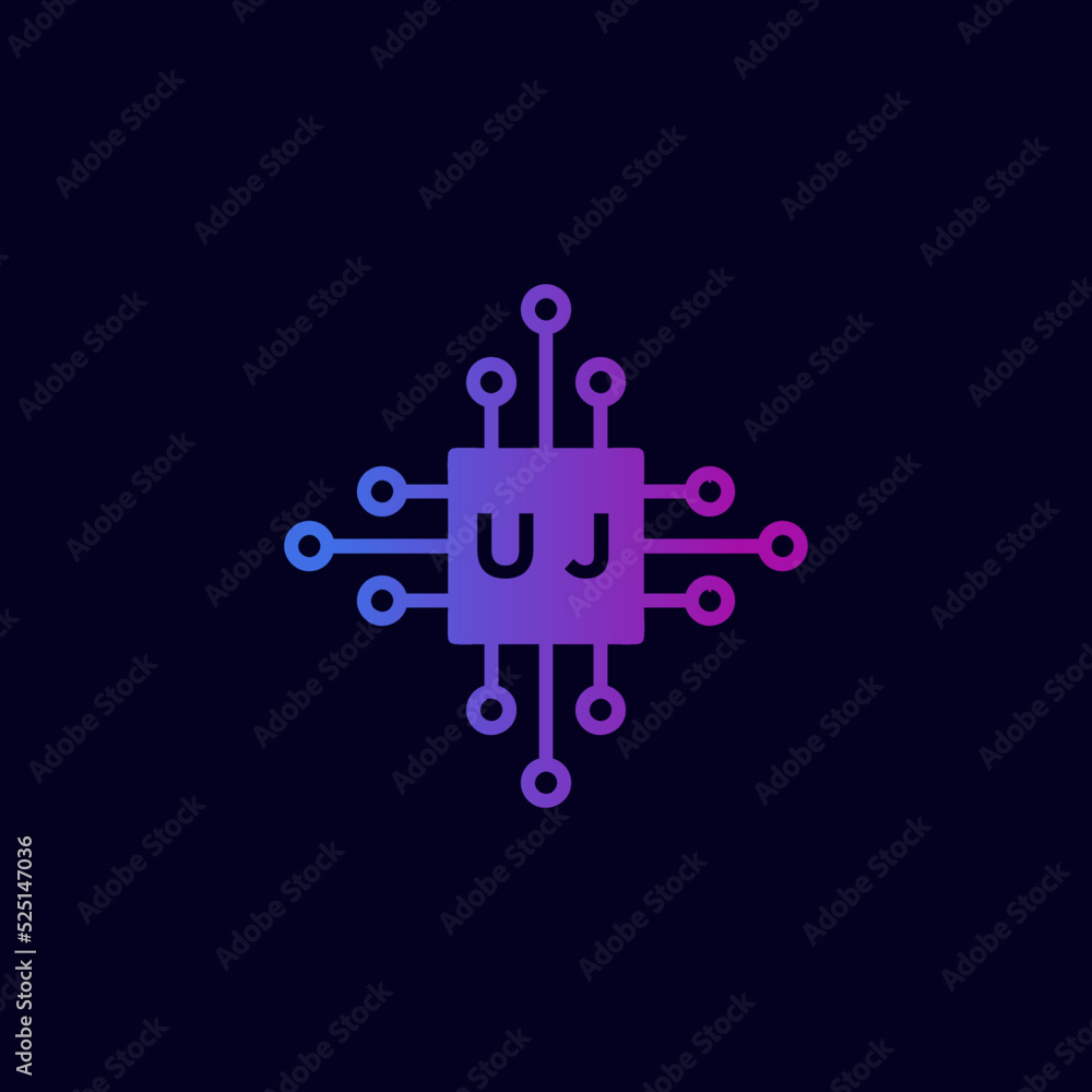 Initial UJ Technology Logo Vector Art Icons and Graphics Stock Vector ...