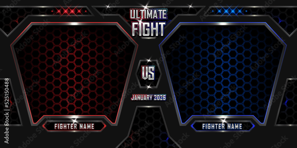 Realistic Ultimate fight sports 3d poster with modern metallic logo for ...