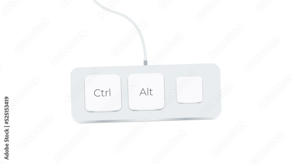 Ctrl Alt Del key icon. Clipart image isolated on white background Stock Video | Adobe Stock