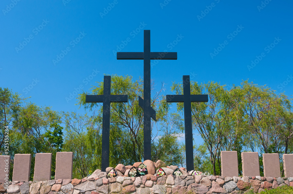 Catholic crosses in German military cemetery in Baltiysk, Kaliningrad ...