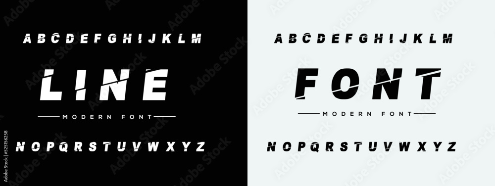 LINE Sports minimal tech font letter set. Luxury vector typeface for ...