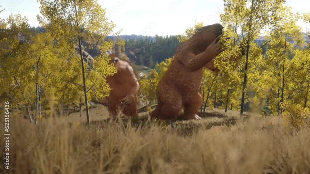 Megatherium Eats in the Forest Extinct genus of Ground Sloths Pliocene ...