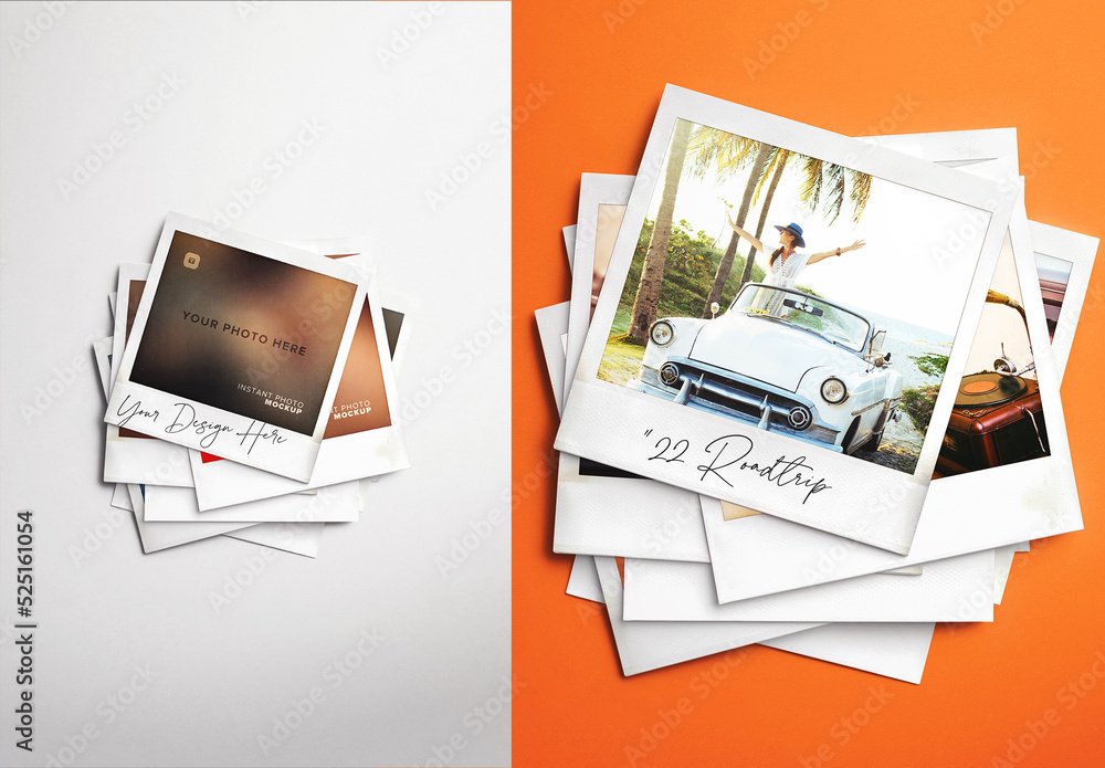 Instant Pictures Mockup Messy Stack Mockup Stock Template | Adobe Stock