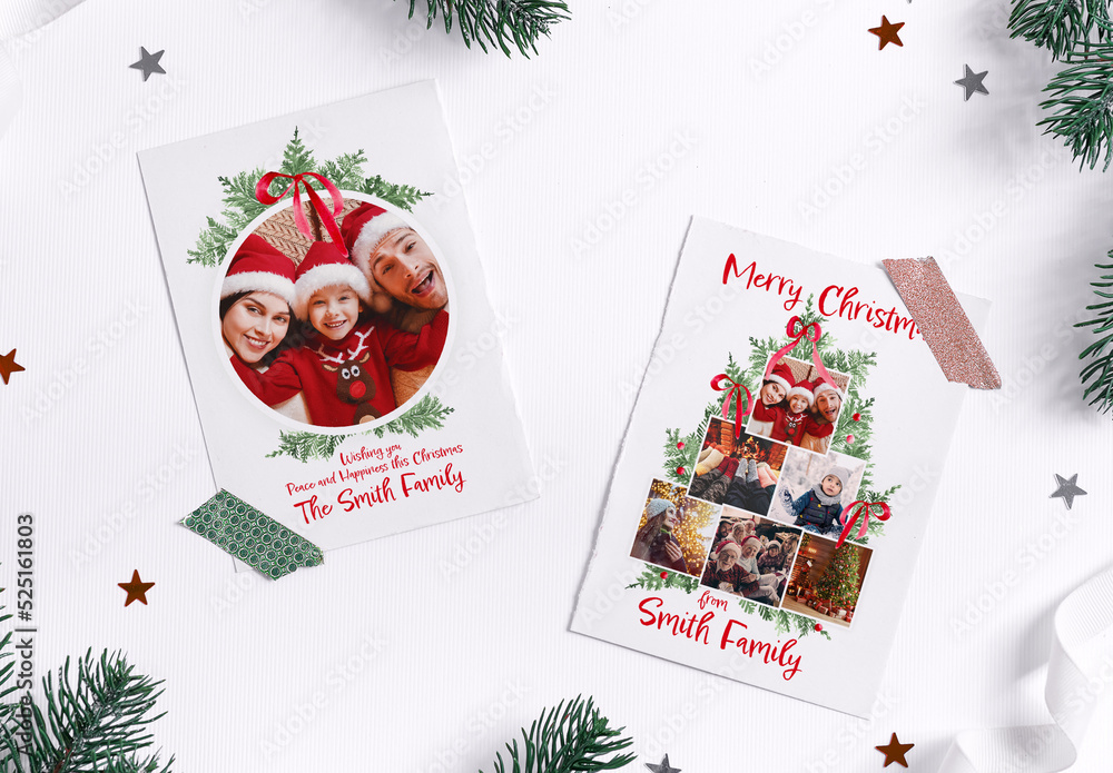 Christmas Photo Postcard Stock Template | Adobe Stock