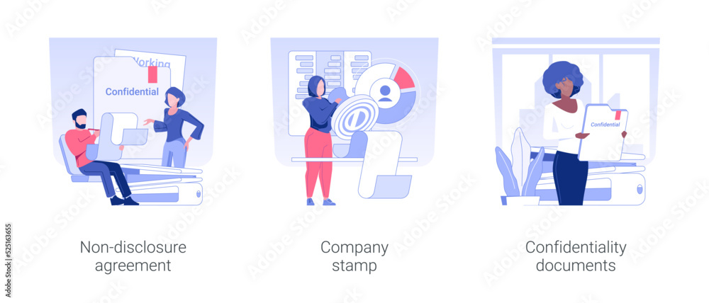 Corporate business paperwork isolated concept vector illustration set ...