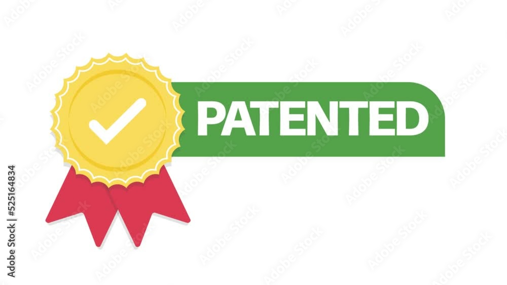 Patent stamp badge icon, successfully patented licensed seal sign label ...