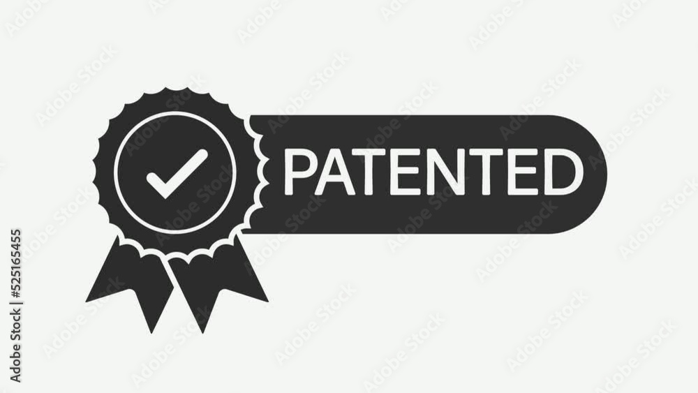 Patent stamp badge icon, successfully patented licensed seal sign label ...