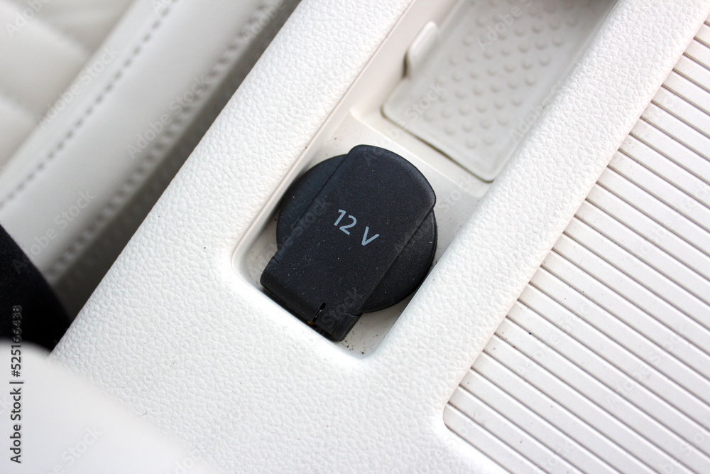 12V socket and USB port on car dashboard. Power outlet and usb port in ...