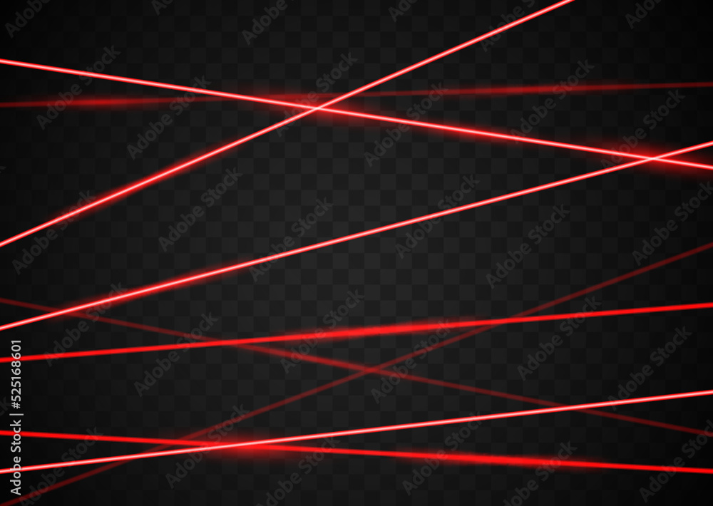 Laser beam red light. Vector laser beam line ray glow effect energy ...