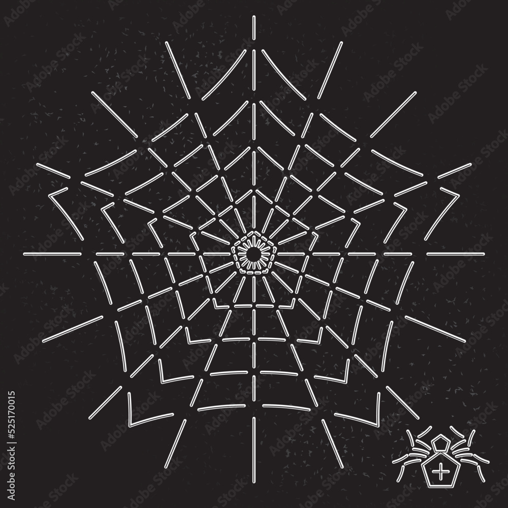 Star or Pentagon Shape Web and Spider Inverted Line Style Icon as ...