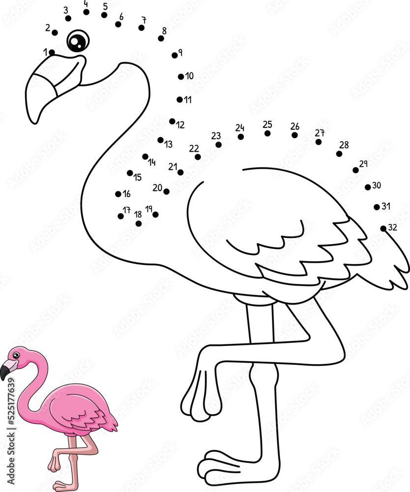 Dot to Dot Flamingo Coloring Page for Kids Stock Vector | Adobe Stock