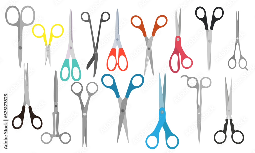 Scissors cartoon metal accessories and barber haircut pair isolated ...