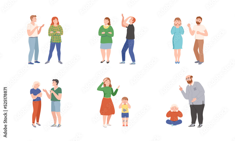 Conflicting Parents Arguing with Each Other Scolding and Shouting at ...