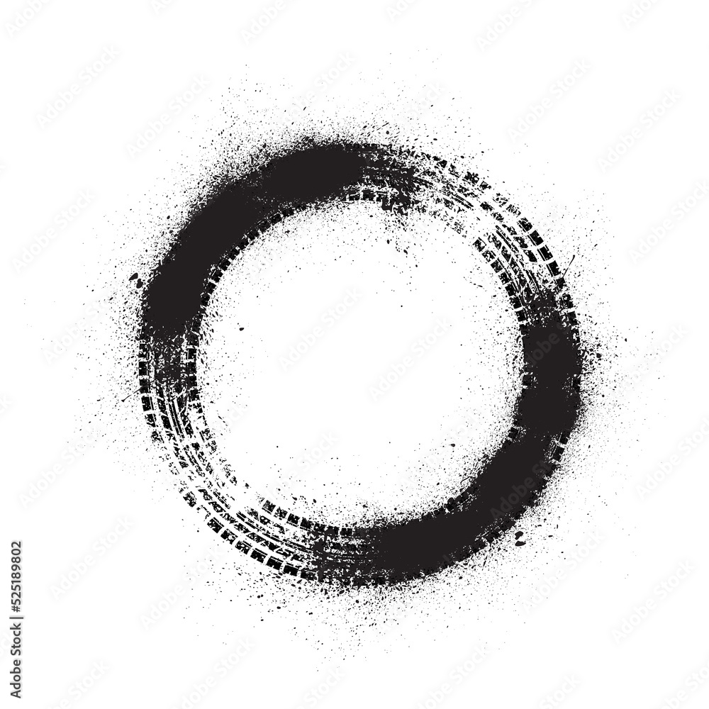 Grunge tire track circle frame Stock Vector | Adobe Stock