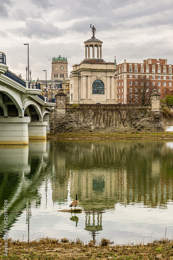 Butler County Monument and the Great Miami River bridge with Hamilton ...