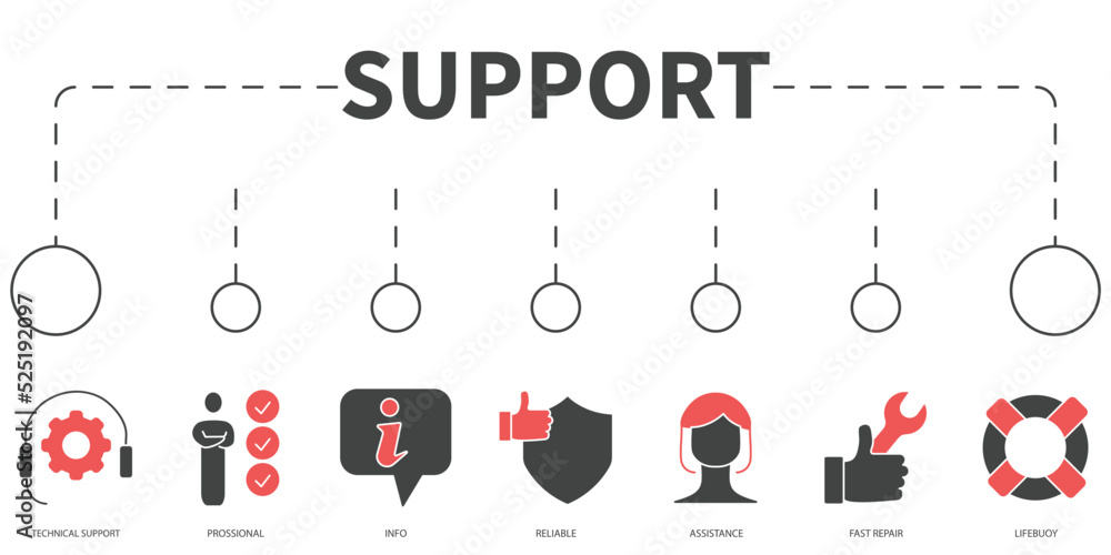Customer Service and Support Vector Illustration concept. Banner with ...
