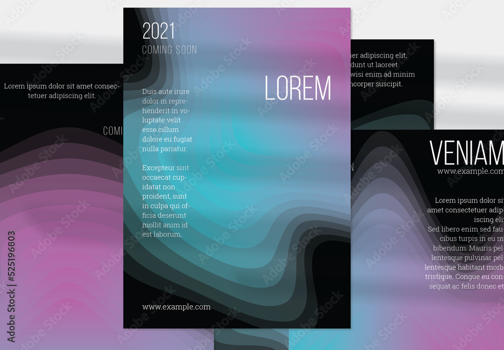 Flyer Layout with Gradient Blend Wavy Shapes on Black Stock Template ...