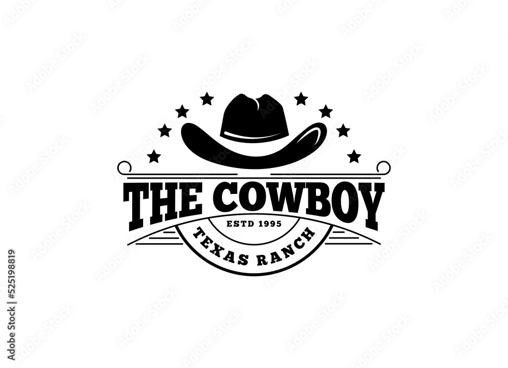 The Cowboy logo in vintage style. Hat cowboy logo vector. Stock Vector ...